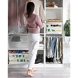 Storage Bins Marble Texture Oasis Cactus Storage Box Foldable Storage Basket for Shelves Storage Cubes Bin for Organizing Closet Nursery Toy Organizers with Handles