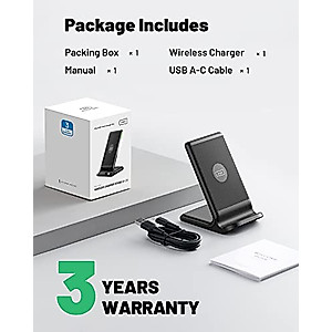 INIU Wireless Charger, 15W Fast Wireless Charging Station with Sleep-Friendly Adaptive Light Compatible with iPhone 14 13 12 Pro XR XS 8 Plus Samsung Galaxy S23 S22 S21 S20 Note 20 10 Google LG etc