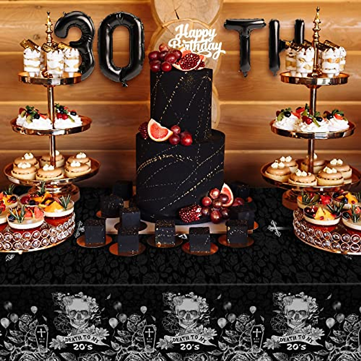 3 Pcs Death to My 20s Tablecloths, Rip to My 20s Tablecloths, 30th Birthday Table Decorations Black Death to My 20s Table Decor Plastic Table Cover for My Youth 30th Funeral Party Decorations Supplies