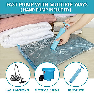 Vacuum Storage Bags, 10 Jumbo Space Saver Bags Vacuum Seal Bags with Pump, Space Bags, Vacuum Sealer Bags for Clothes, Comforters, Blankets, Bedding