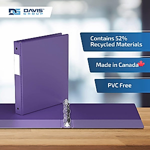 Premium Economy 1-Inch Binder, 3-Ring Binder for School, Office, or Home, Colored Binder Notebook, Pack of 6, Round Ring, Purple