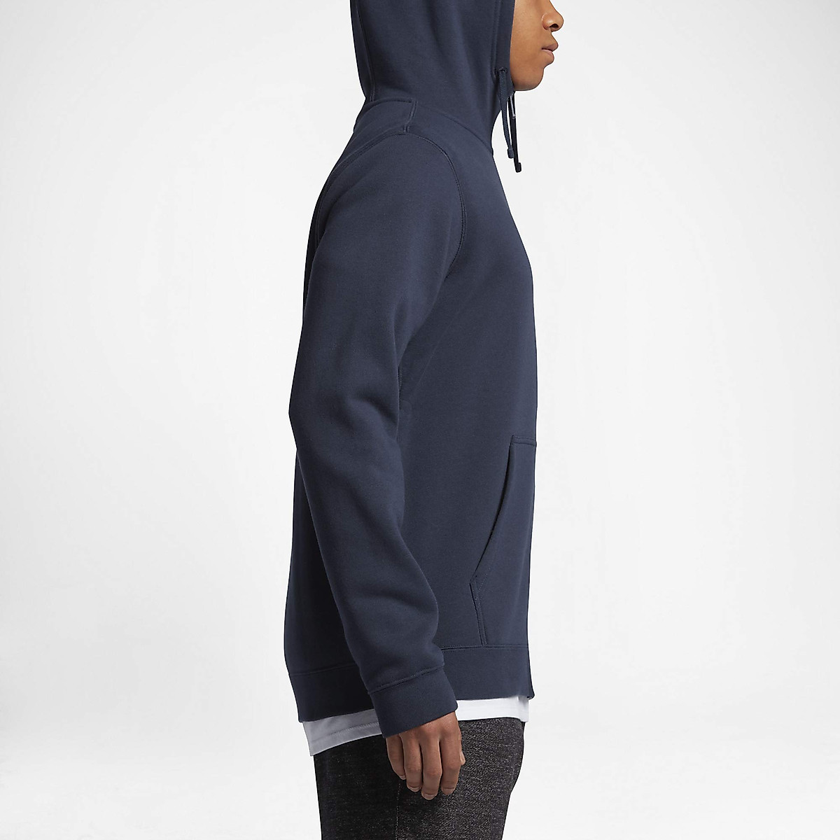 Nike Men's Sportswear Full Zip Club Hoodie, Obsidian/Obsidian/White, Small