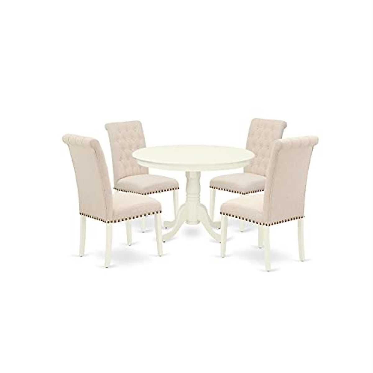 East West Furniture HLBR5-LWH-02 Dining Room Table Set
