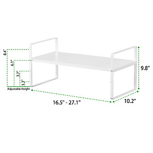 SOFRON Expandable Cabinet Storage Shelf Stackable Organizer Rack for Kitchen Bathroom Pantry Spice Cupboard Countertop Home Office Desk Heavy Duty Nonslip White Large 1 Pack