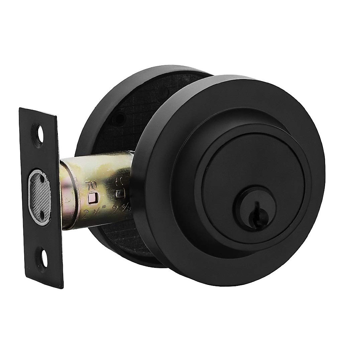 Berlin Modisch Entry Lever Door Handle and Single Cylinder Deadbolt Lock and Key Sleek Round Locking Lever Handle Set [Front Door or Office] Right & Left Sided Doors Heavy Duty – Iron Black Finish