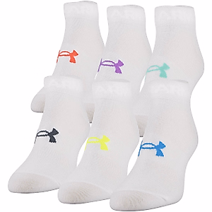 Under Armour Women's Essential Lightweight Low Cut Socks, 6-Pairs, White, Medium