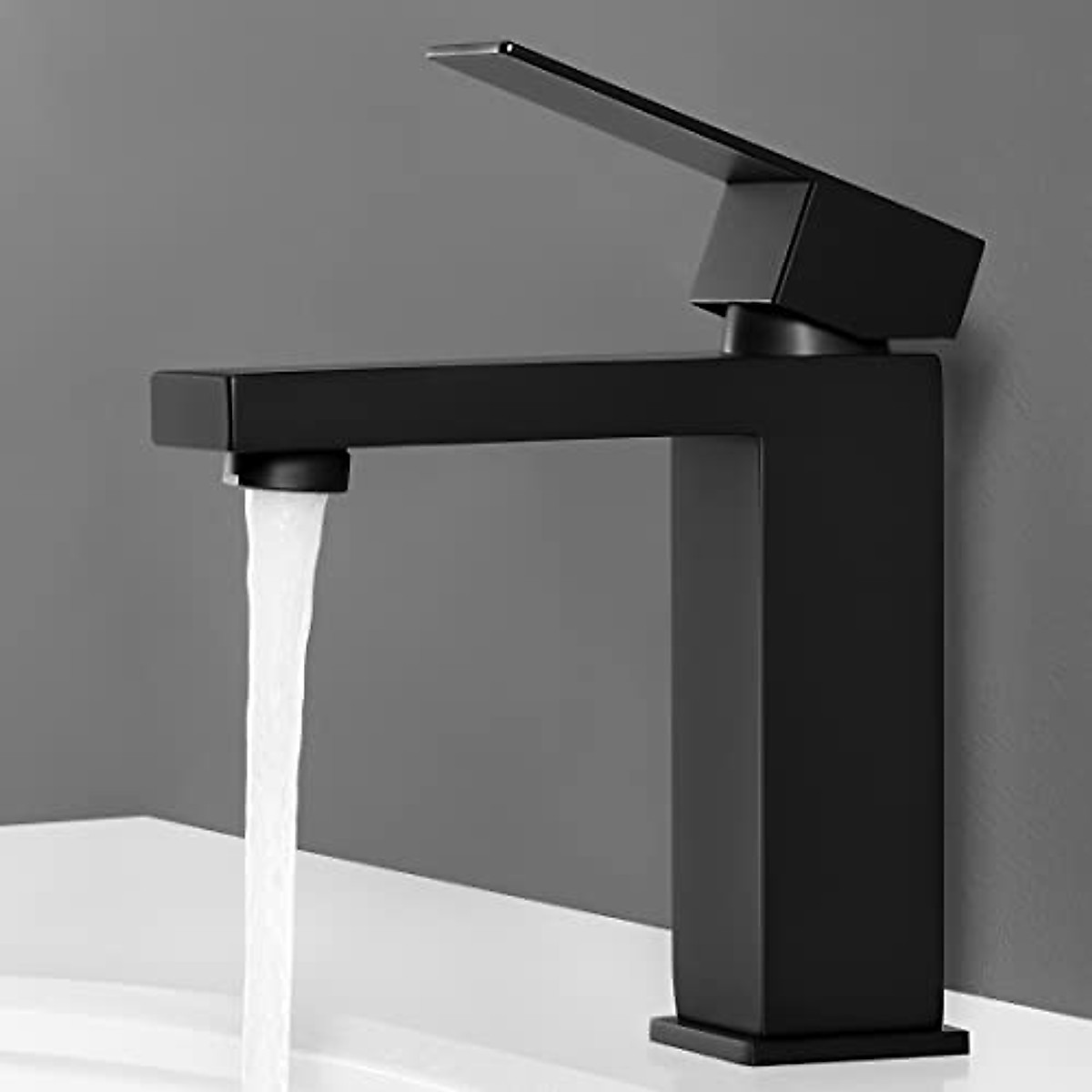 KES Black Bathroom Faucet Single Handle Type Bathroom Sink Faucet Stainless Steel Faucet Lavatory cUPC Certified Vanity Sink Faucet Matt Black, L3156ALF-BK