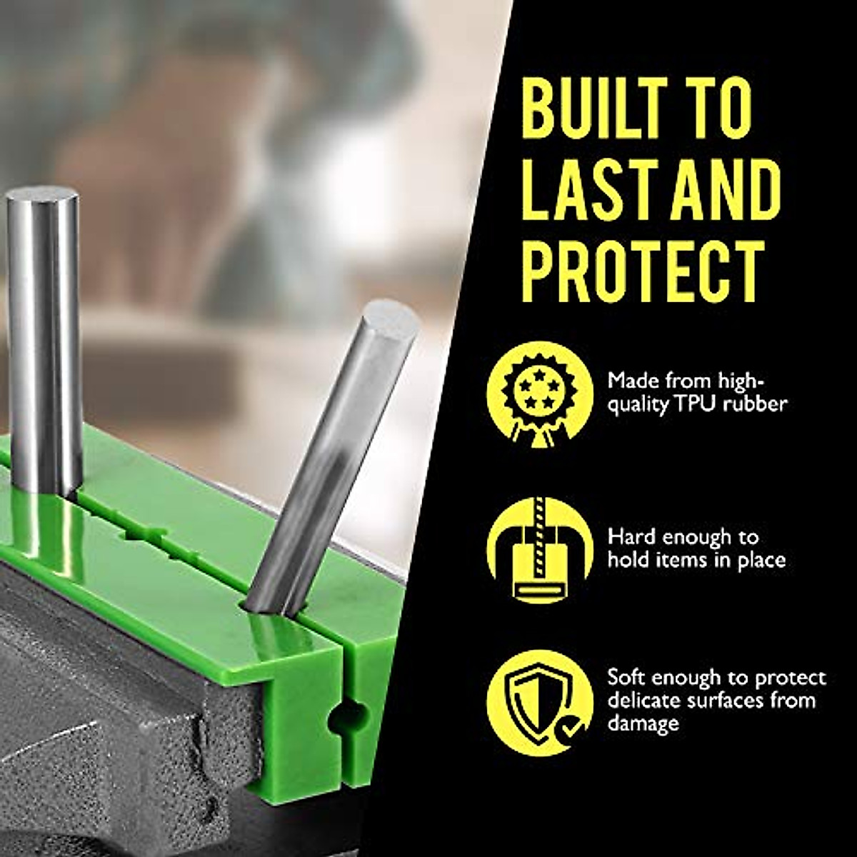 Vise Soft Jaws/Vice Jaw Pads - Magnetic - 4.5 Inch Length, Multi-Groove Design, Durable TPU Rubber Covers - Fit Wide Array of Vises/Vices and Blocks (4 5 6 In) - By Mission Automotive