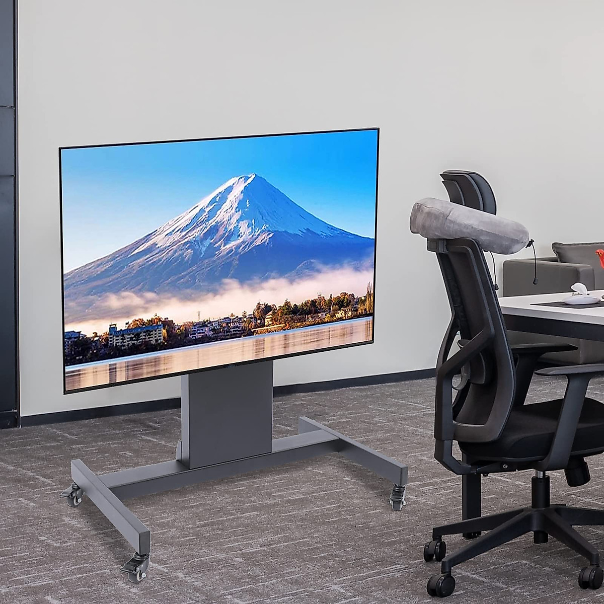 Confidence Monitor Stand, Rolling TV Stand with Height Adjustment（20.87-26.57 inch） and 0-90 Degree Tilt Adjustment, Mobile TV Cart, Low Profile Floor Confidence Monitor Cart for 32-65 inch Screen