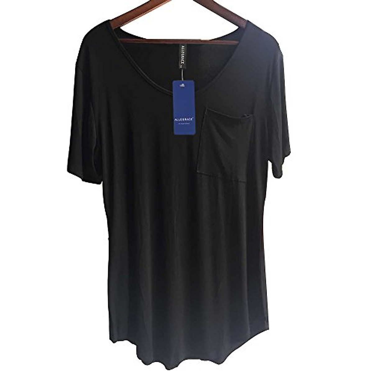 ALLEGRACE Womens Casual Scoop Collar Plus Size T Shirts Summer Tops Tee Black XXXL