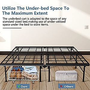 Queen Size Under Bed Storage Cart with Wheels, 30.5*17.7*6.5in Large Capacity Under-bed Shoe Storage Organizer, Rolling Under Bed Drawers for Clothes, Shoes, Bedding, Blankets, White(1 Pack)