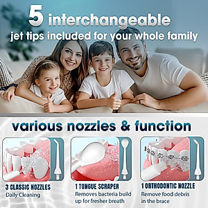 Water Dental Flosser Pick for Teeth: Nicwell 4 Modes Cordless Portable Rechargeable Oral Irrigator IPX7 Waterproof Cleaner Pik Deep Cleaning Flossing Pic Machine for Home Travel