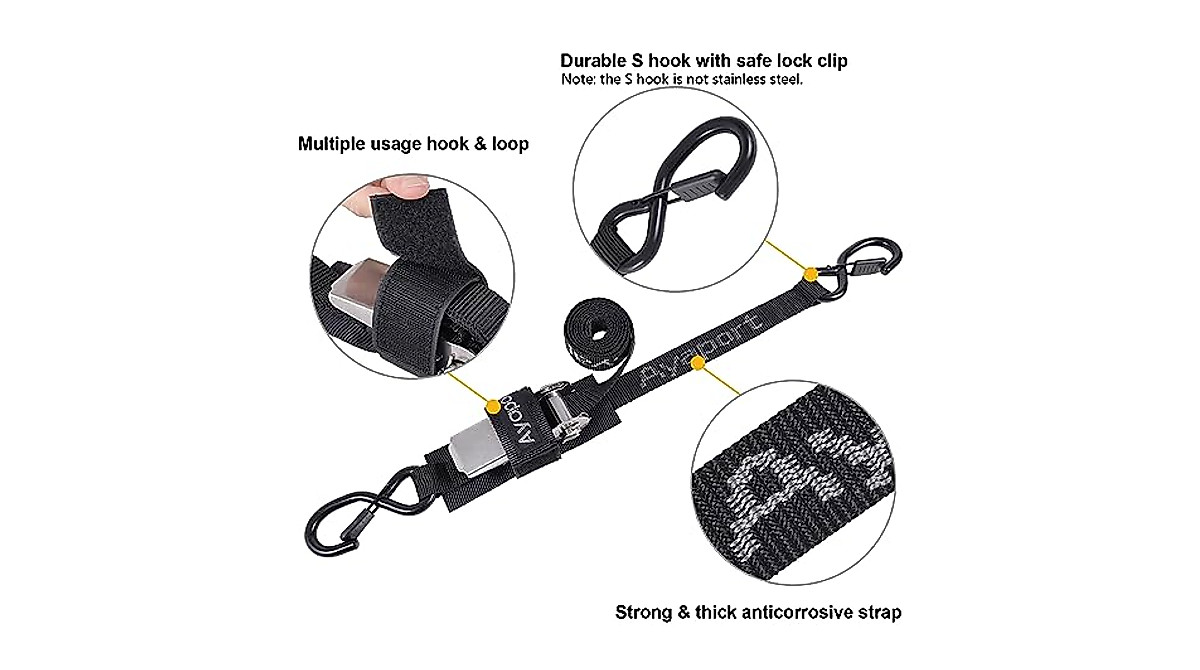 Durable Stainless Steel Boat Tie Down Straps - 2400lbs