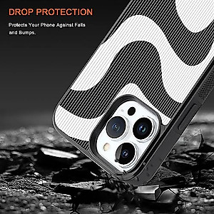 Wlxee Compatible iPhone 13 Pro Max 6.7”Wave Pattern Mobile Case，Shockproof and Slim TPU Material Non Slip Mobile Case Cute Zebra Pattern is Specially Designed for Ladies Girls-Black White
