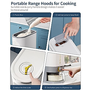 Lenwi 22 Lbs Rice Dispenser, Large Rice Container with Scale Measuring Cup, BPA-Free Household Rice Storage Container with Time Scale, for Home Kitchen Pantry Organization