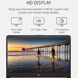 HP Stream Laptop, 14" HD Display, Intel Celeron N4120 Processor, 16GB Memory, 320GB Storage (64GB eMMC + 256GB card), 1-Year Office 365, Webcam, HDMI, Wi-Fi, USB-C, Windows 11 Home, Rose Gold, JVQ MP