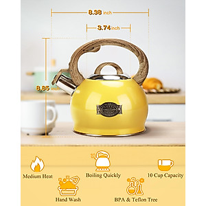 Hauce Radio Stovetop Tea Kettle, 2.1 Quart Stove Top Whistling Tea Kettles,Water Teapot Induction Tea Kettle with Food Grade Stainless Steel and Silicone Anti-Hot Handle, Suitable for All Heat Sources