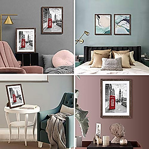 11x14 Rustic Picture Frames Solid Wood Distressed Brown Display Picture 9x12 or 8x10 with Mat or 11x14 Frame without Mat - Farmhouse Wooden Photo Frame 11x14 with 2 Mats for Wall Mounting or Table Top