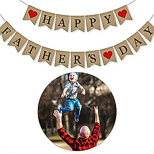 SWYOUN Burlap Happy Father's Day Banner Fathers Day Party Bunting Garland Decoration Supplies