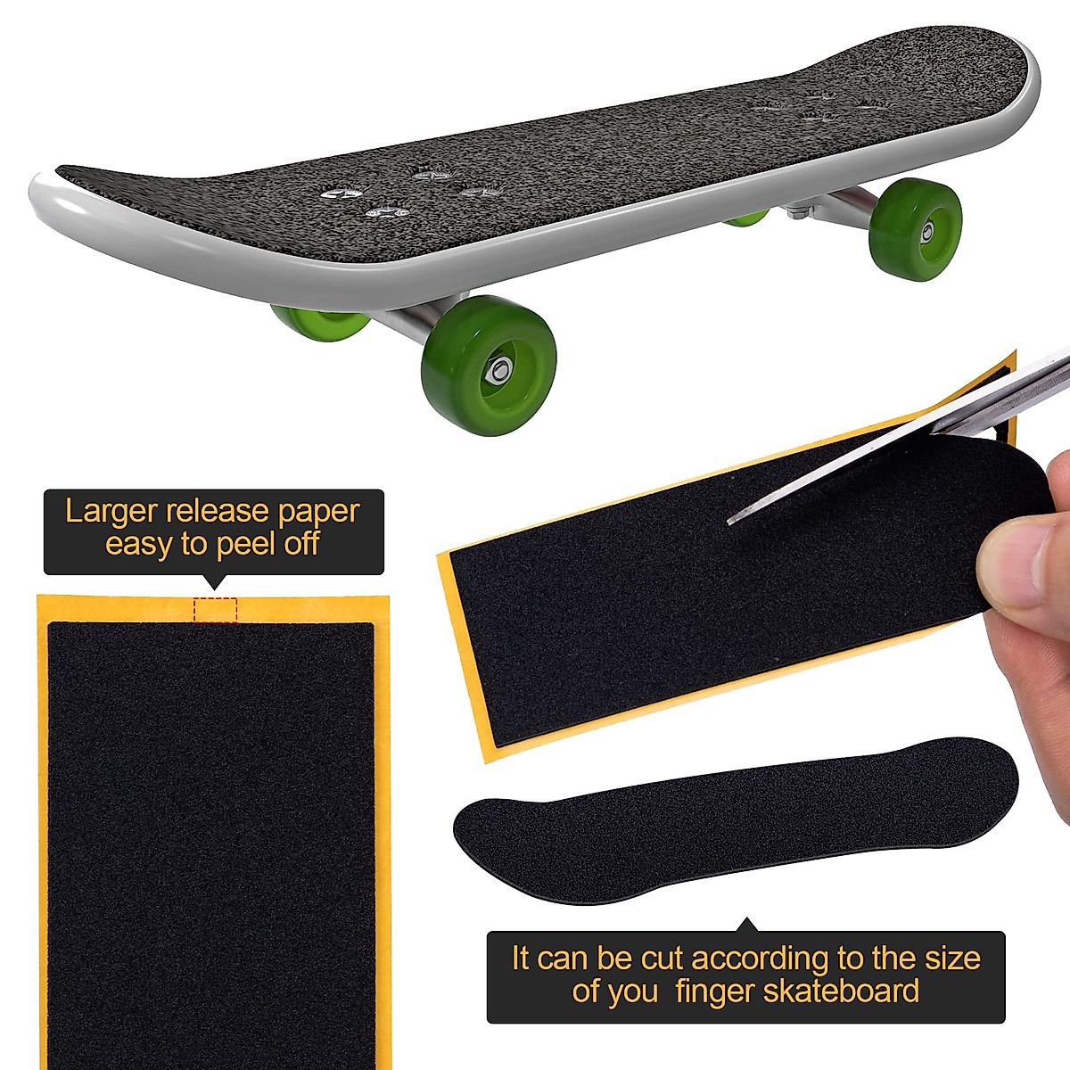 PAGOW 25pcs Fingerboard Foam Grip Tape, Non-Slip Skateboard Foam Tape Stickers, Adhesive Finger Skateboard Tape (0.047inch / 1.2mm Thick) Black
