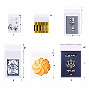 Self Sealing Cellophane Bags 3x3" 200pcs Clear Cello Bags Square Resealable Treat Bags for Cookie Bakery Candy Soap Cards Snacks Food Gift Favor 12 Sizes to Choose from