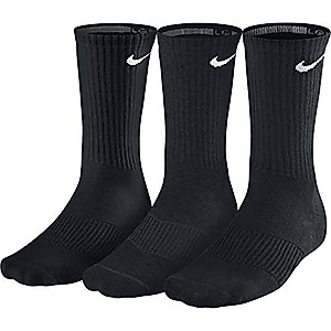 NIKE Performance Cushion Crew Training Socks (3 Pair), Black, Large