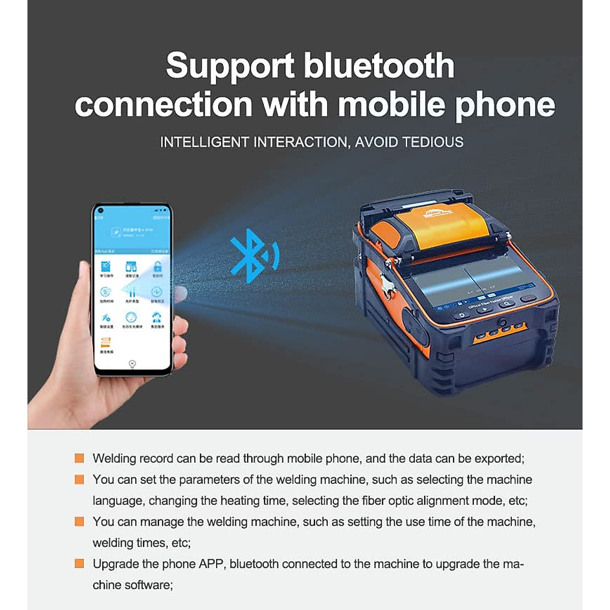 Optical Fiber Fusion Splicer Automatic Multi-Language Intelligent Fiber Optic Welder FTTH Fiber Optic Splicing Machine with 6 Seconds Splicing Time, Fusion Splicer Machine Melting 15 Seconds Heating