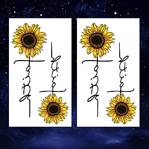 Oottati 2 Sheets Waterproof Small Cute Fake Hand Neck Temporary Tattoos Stickers Quotes Faith Yellow Sunflower