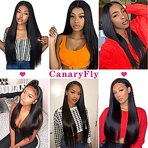 CanaryFly U Part Wigs Human Hair Wigs For Black Women Brazilian Straight Human Hair Wigs None Lace Front Wigs Glueless Natural Color U-part Wigs Hair Extension Clip(26inch, U-Part wig)