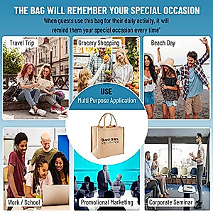 Burlap Tote Bags With Handles - 8 Pack Large Jute Tote Bags - Bachelorette Beach Bag - Perfect for Women, Party, Bridesmaid Gifts, Farmers Market Grocery Shopping And DIY - Waterproof And Reusable