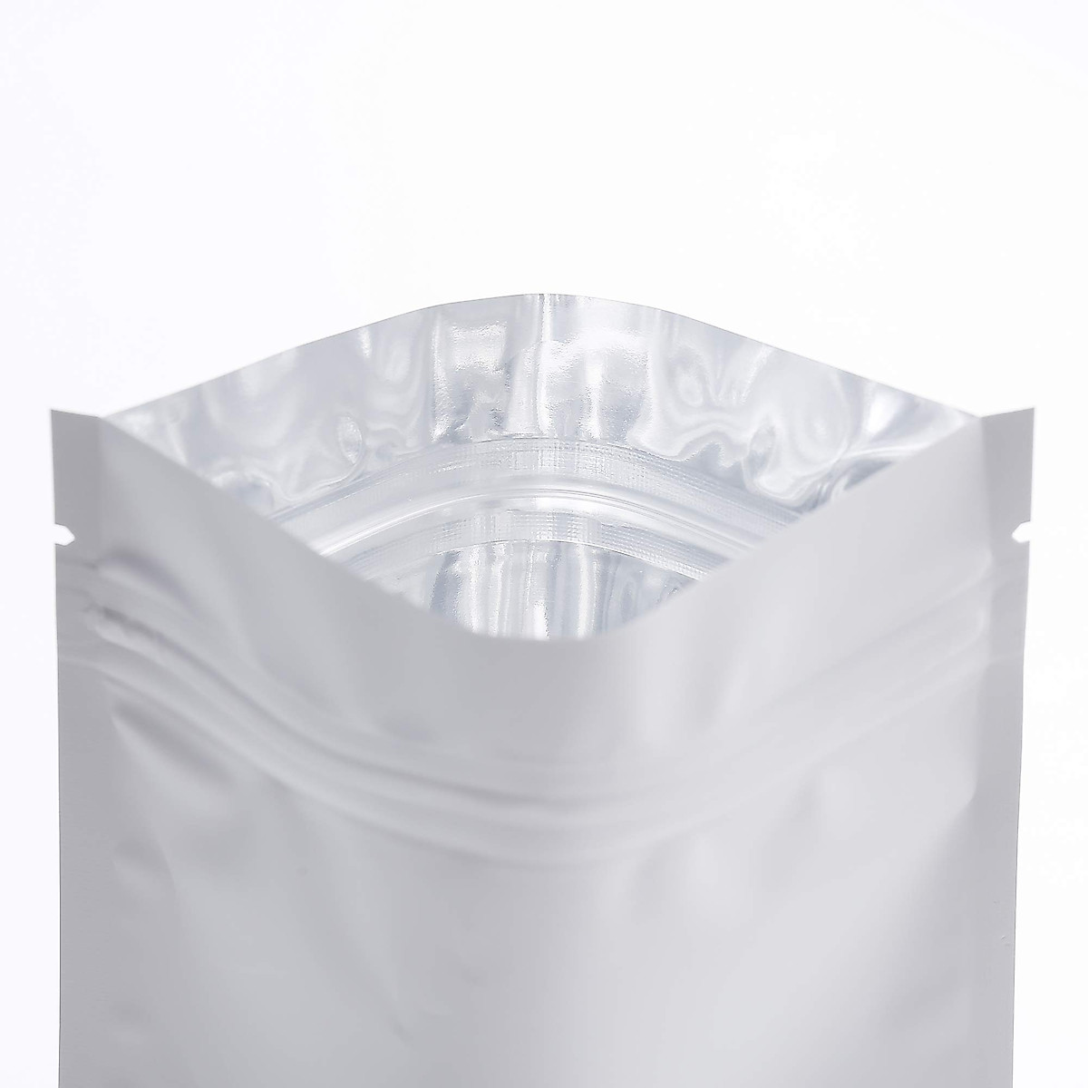 QQ Studio 100pcs Double-Sided Matte Foil Flat Packaging Zipper Seal Bags (4" x 6", Matte White)