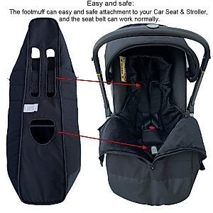 AICTIMO Universal Stroller Accessories Footmuff Compatible with Doona Car Seat & Strollers, Waterproof Warm Bunting Bag Suitable for 95% and Strollers Black