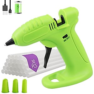Cordless Hot Glue Gun, Glue Gun Cordless & Rechargeable, Cordless Gun Glue, USB Glue Gun with 30 Glue Gun Sticks & Battery Operated & Charger Glue Guns Kit for Crafts DIY Arts Home Repairs