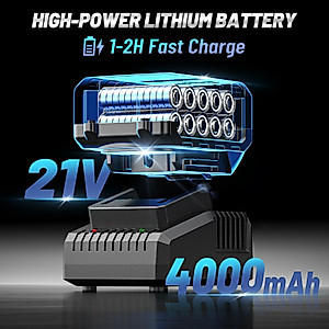 Elikliv Cordless Impact Wrench 1/2 inch, 500Ft-lbs Max Torque(650N.m), 21V 3000 RPM Power Impact Gun with 4 Sockets, 4000mAh Battery with Fast Charger, Electric Impact Driver for Car Truck Tires Home