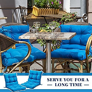 Marsui 6 Pcs Outdoor Indoor Seat and Back Chair Cushions Tufted Pillow All Weather Seasonal Replacement Cushions with Ties Patio Furniture Cushions Outdoor Furniture (Blue)