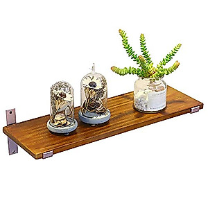 PIBM Stylish Simplicity Shelf Wall Mounted Floating Rack Shelves Retro Solid Wood Iron Art Separator Plate Bookshelf Storage Space Saving Kitchen,19 Sizes, Brown , 60x20x3cm