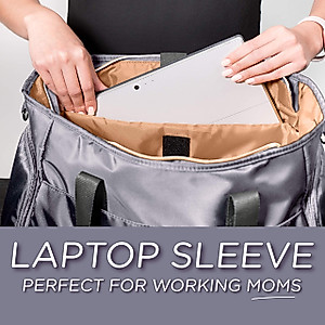 Zohzo Lauren Breast Pump Bag - Portable Tote Bag Great for Travel or Storage – Includes Padded Laptop Sleeve - Fits Most Major Pumps Including Medela and Spectra Breastpump (Black)