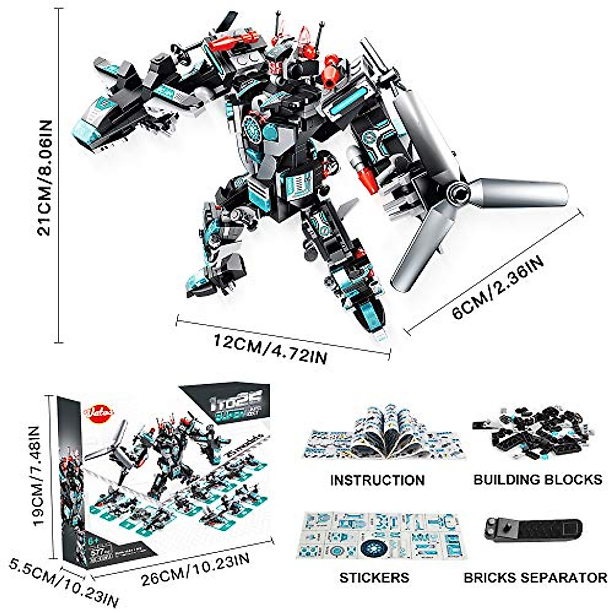 VATOS STEM Robot Building Toys, 577 PCS Construction Toys 25-in-1 STEM Toys for 6 Year Old Boys Creative Building Bricks Engineering Vehicles Blocks Kit for Kids Age 6 7 8 9 10 11 Year Old