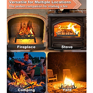 AnBaiMei 17 Inch Heavy Duty Fireplace Grate, Small Fire Wood Log Burning Rack Holder with 6 Support Bars for Indoor Outdoor Fire Place Accessories, Wrought Iron Firewood Stove Insert, Black