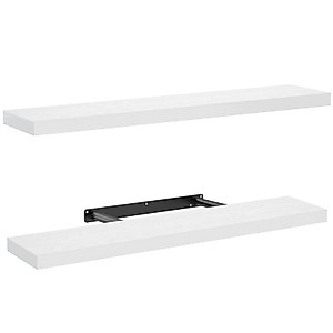 AMADA HOMEFURNISHING Floating Shelves, 32″ Large Wall Mounted Shelves for Bathroom, Bedroom, Living Room, Kitchen, Office, Hanging Shelf for Wall Décor Storage, Set of 2, White