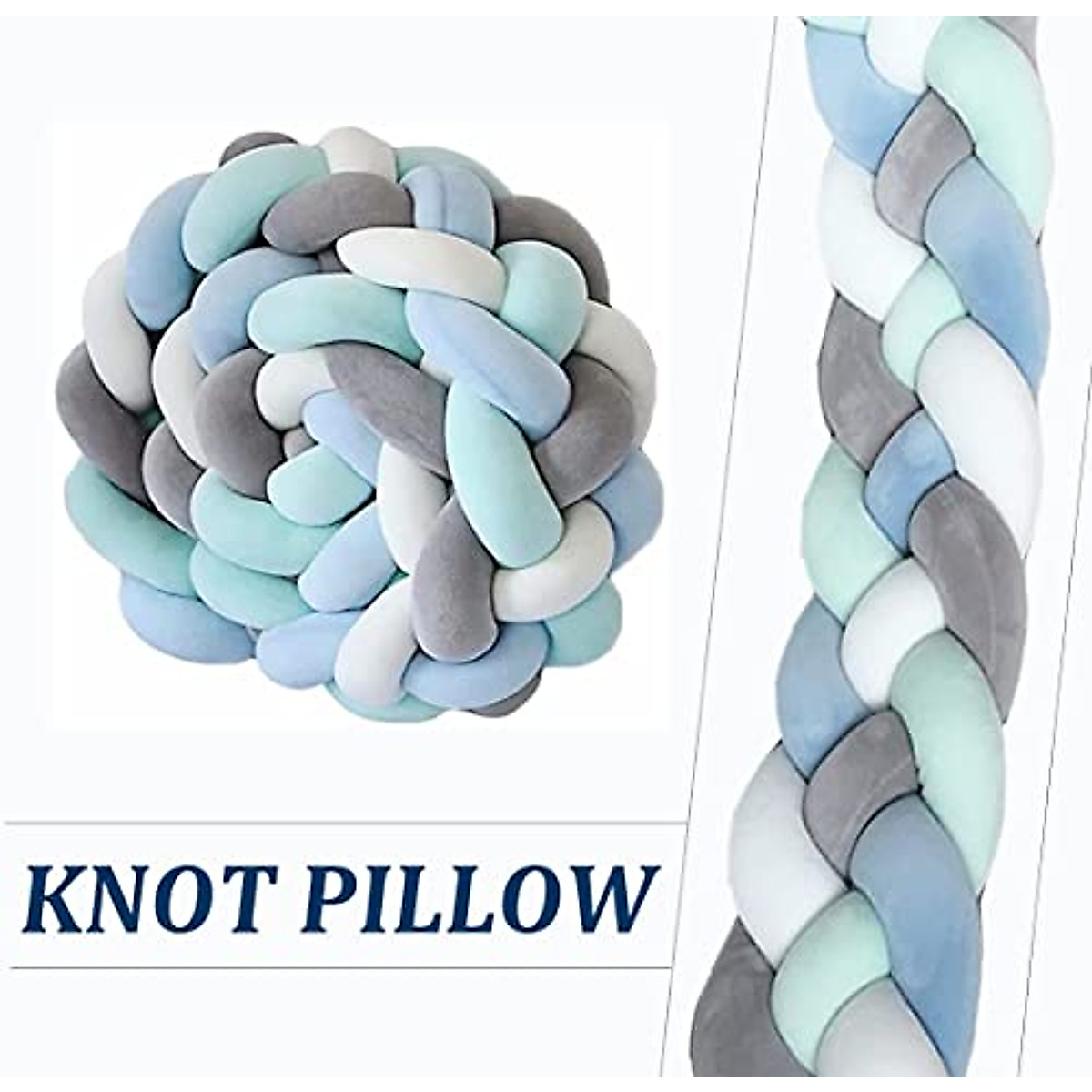 Aloiyue Premium Cushion Soft Knot Decorative Pillow Decor for Bedroom,Playroom (157.5inch，Grey+White+Green+Blue)