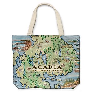 Xplorer Maps Acadia National Park Canvas Tote Bag with Handles, Cloth Grocery Shopping Bag, Reusable & Eco-friendly Bag, 100% Cotton, Washable, 18 wide x 15 tall
