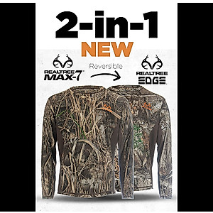 Realtree Max-7/Edge Camo Reversible Long Sleeve Performance Shirts for Hunting | Limited Edition