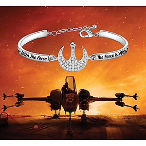 FOTAP The Force Bracelet I Am One with The Force The Force is with Me Jewelry Funny Gift (S- Force Bracelet)