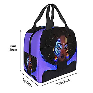 Granbey Reusable Lunch Bag African American Black Girls/Women Insulated Lunch Bags for Work School Lunch Box for Kids LunchBox for Adults