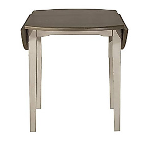 Hillsdale Clarion Wood Round Drop Leaf Dining Table, Sea White