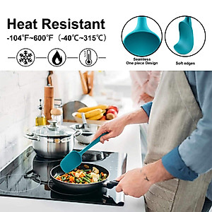 HOTEC Silicone Spatula Set Kitchen Utensils for Baking Cooking Mixing Heat Resistant Non Stick Cookware Food Grade BPA Free Dishwasher Safe (Multi-Color) Set of 9