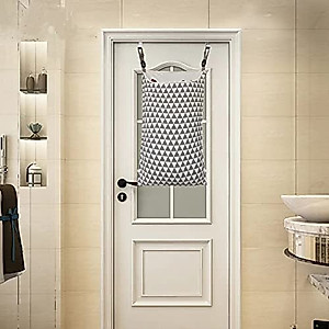 HDHYK Adjustable Space Saving Door Hanging Laundry Hamper Bag with Over Door Hooks for Dirty Laundry