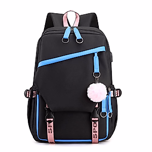 LANSHIYA Backpacks for Teen Girls with USB Charging Port Kids Outdoor Daypack Middle School Students Solid Color Bookbag