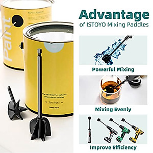 ISTOYO Resin Mixer Paddles, Epoxy Mixer Attachment for Powerful Mixing, Reusable Paint Mixer, Paint Stirrer Drill Attachment for Resin, Silicone Mixing (Included 4 Pcs)